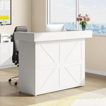 Reception Desk with Counter, Modern Front Table Equipped Lockers ...