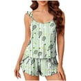 Asgosdo Pajamas for Women 2 Piece Set Sleeveless Print Ruffle Open Back ...
