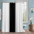 Black Shower Curtain Set with Hooks, Stripes Water Repellent Shower ...