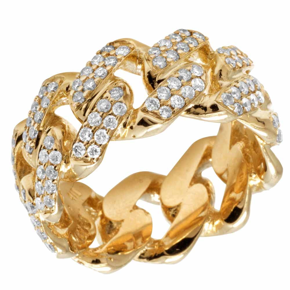 Jewelry Unlimited - 10K Yellow Gold Miami Cuban Genuine Diamond Men's ...