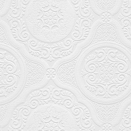 Architectural, Texture Geometric Paintable Pre-Pasted White Wallpaper ...