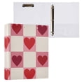 Beige Pink Plaids Red Color Heart Valentine Round Ring Binder 3 Rings 1 ...