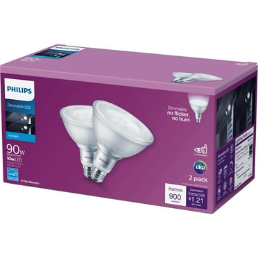 Philips 90W LED PAR38 Indoor/Outdoor Floodlight Bulb, E26 Base, 2-Pack ...