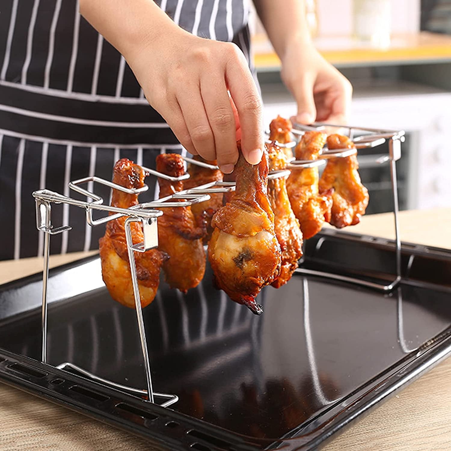 BBQ Chicken Rack, Stainless Steel Chicken Leg Wing Grill Rack ...