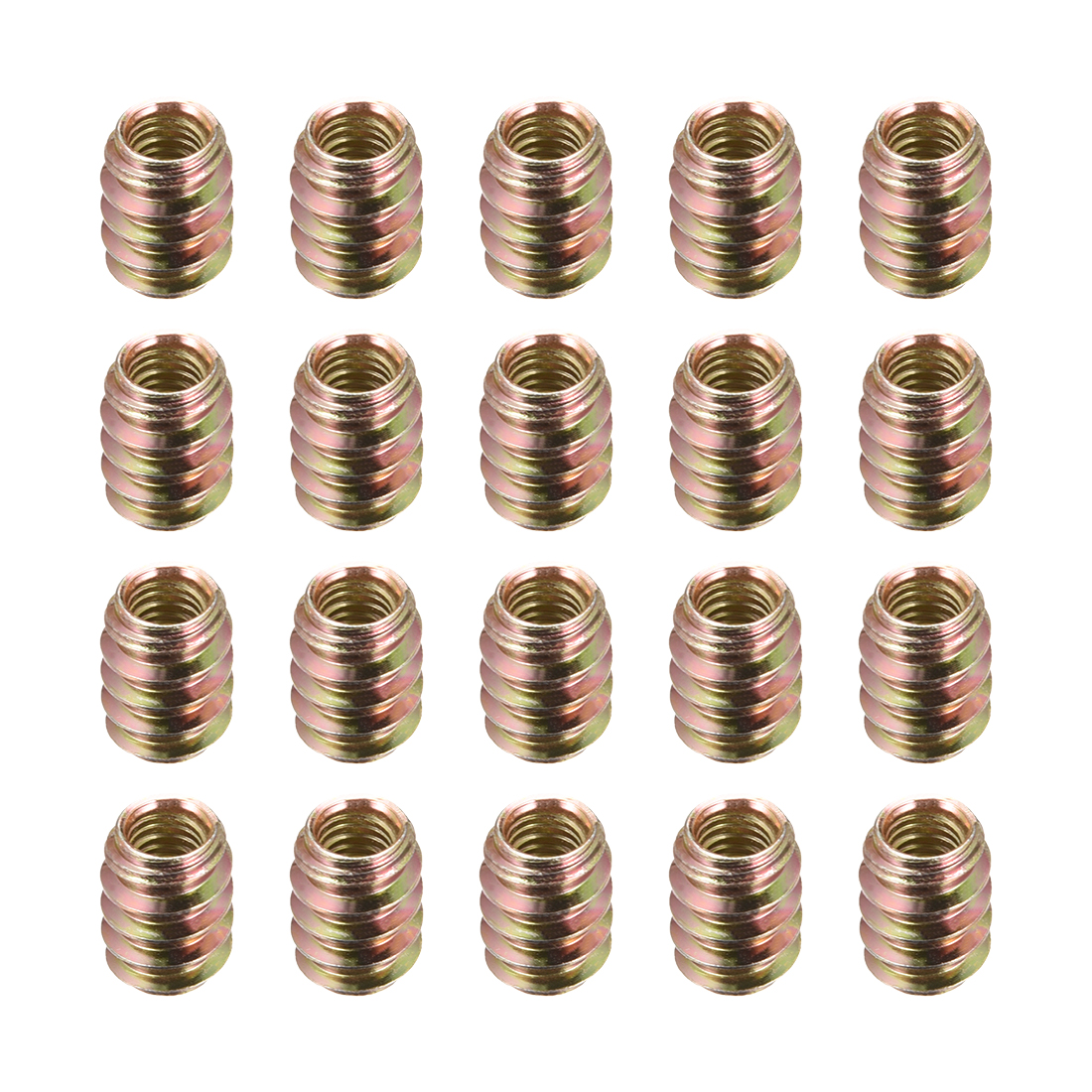 Furniture Threaded Insert Nuts Carbon Steel M6 Thread 15mm Length 20pcs