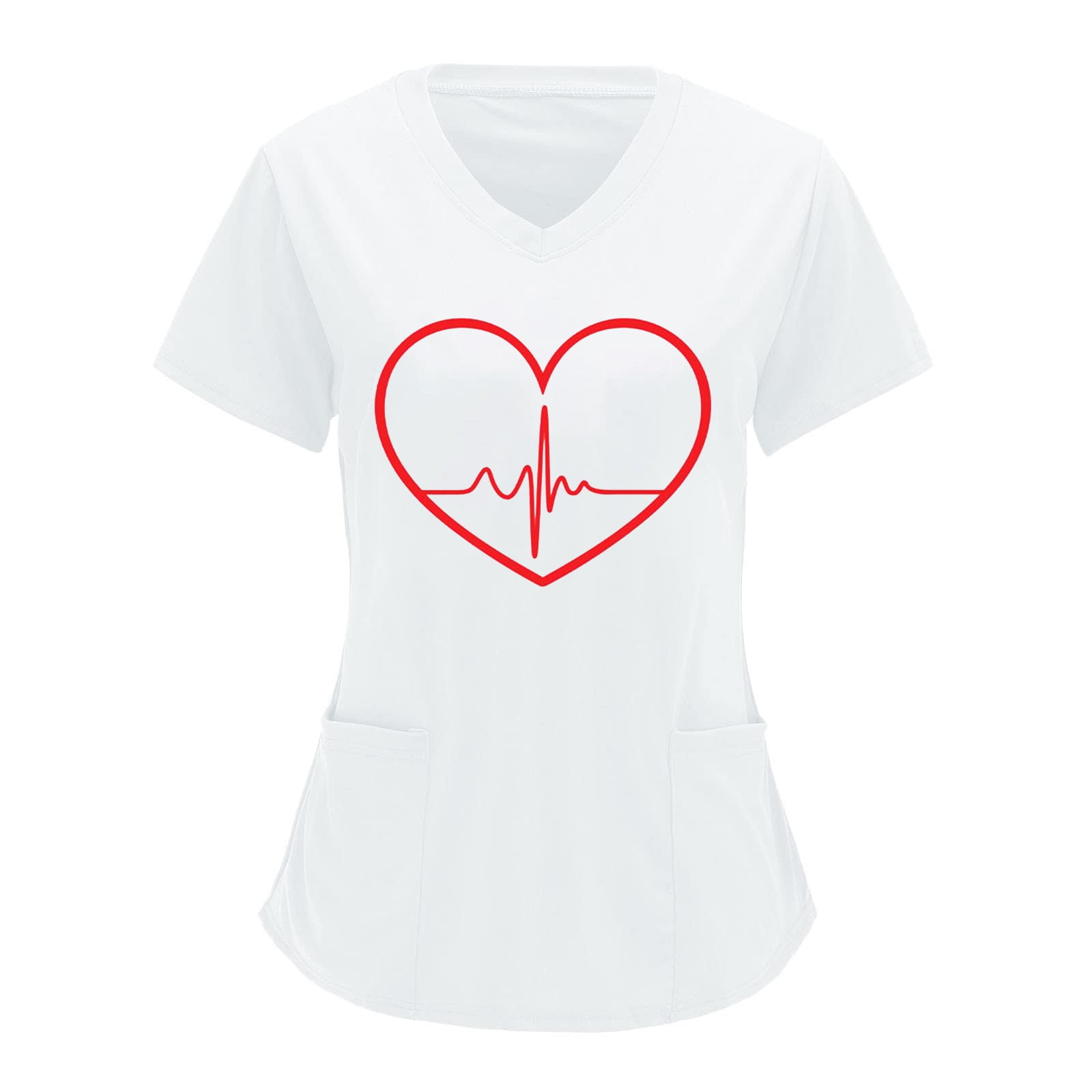 Czhjs Womens Short Sleeve Scrub Tops With Pockets Clearance Spring
