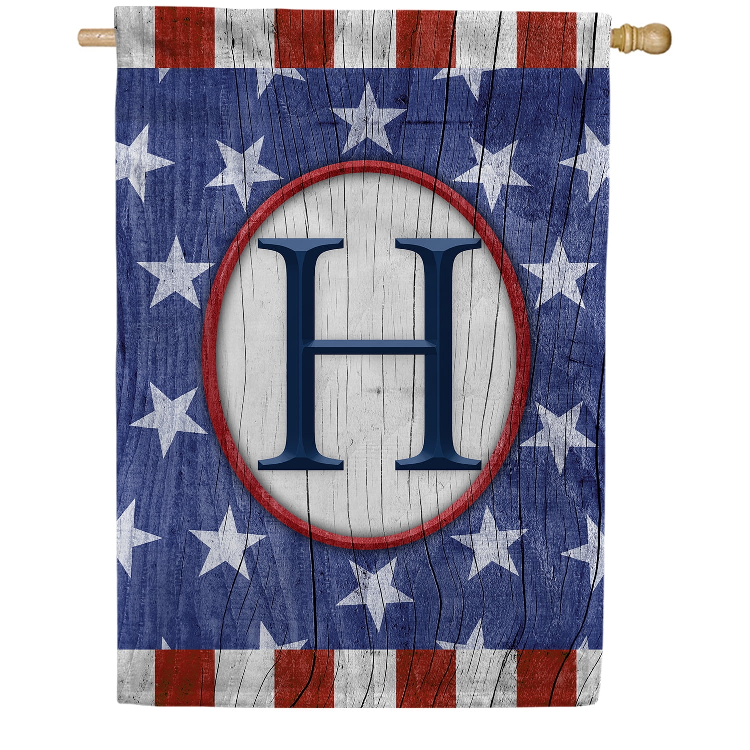 America Forever 4th of July Patriotic Monogram House Flag Letter H 28 x ...