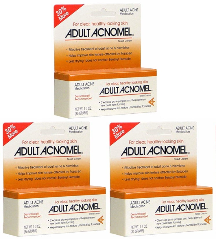 Acnomel Adult Acne Medication Tinted Cream - 1 Oz + 30% Free, 3 Pack ...