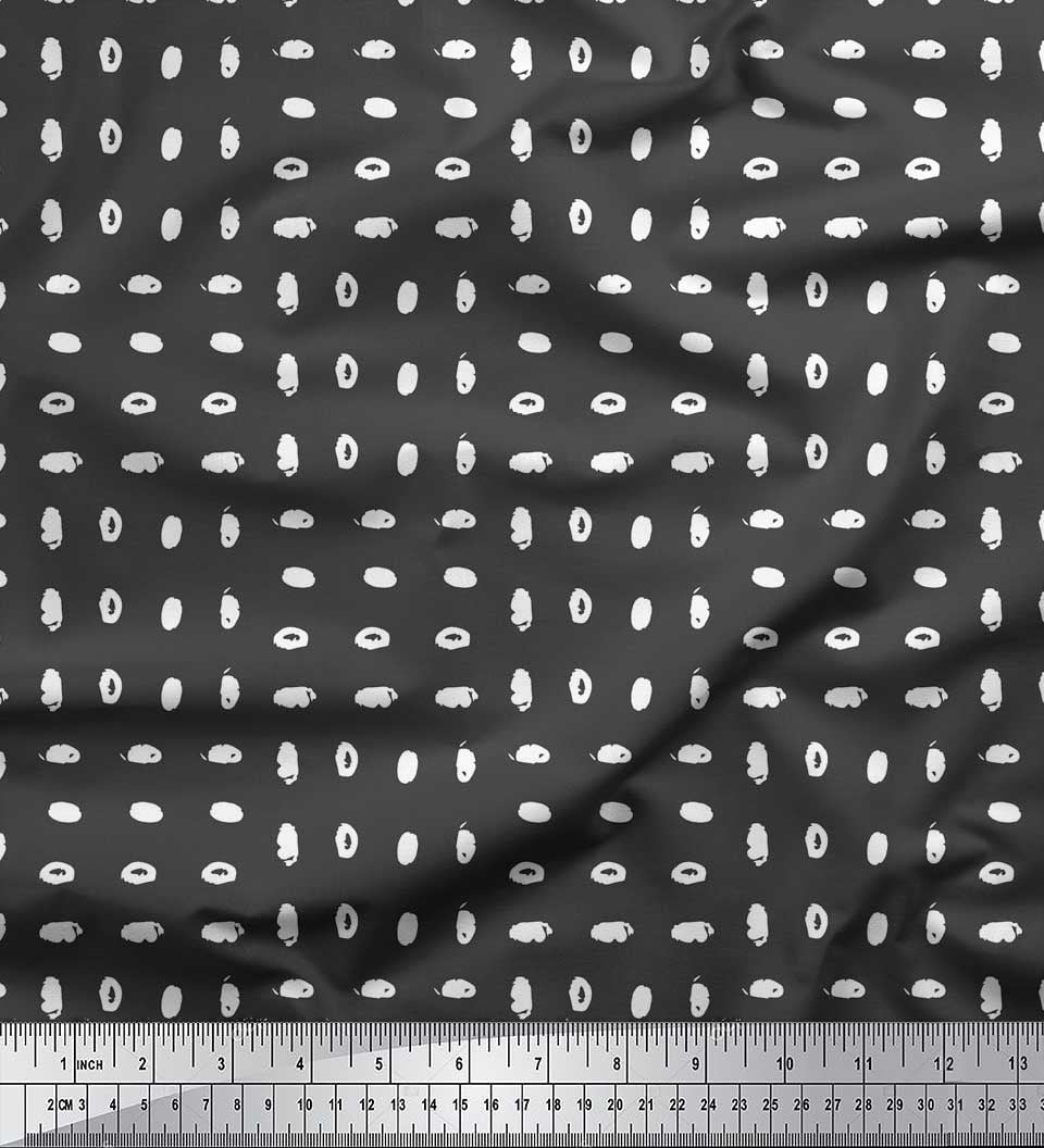 Soimoi Gray Modal Satin Fabric Brush Stroke Abstract Print Fabric by ...