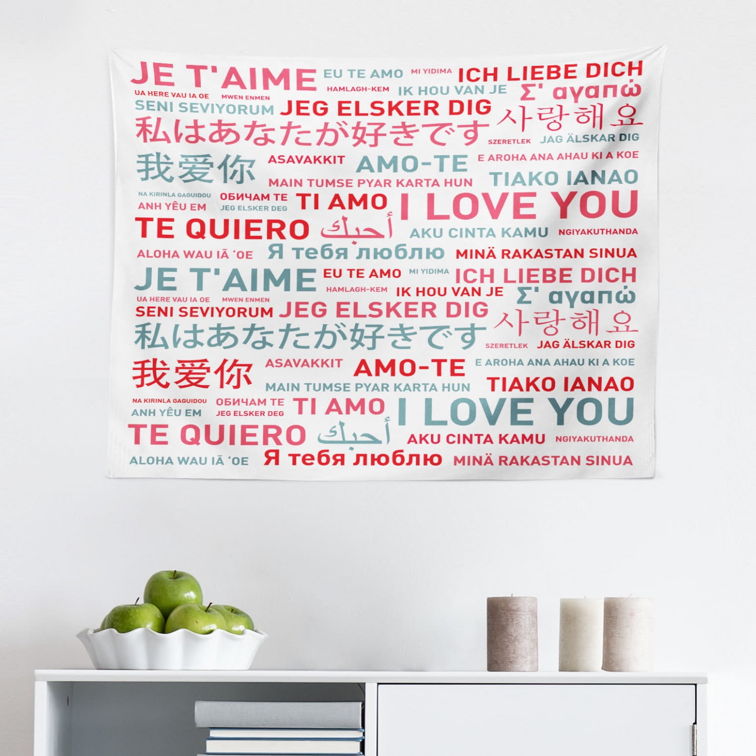 Love Tapestry, Space Man and Woman Astronauts Kissing Science Cosmos ...