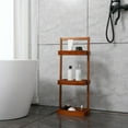 3-Tier Teak Shower Caddy - Freestanding Wooden Organizer for Bathroom ...