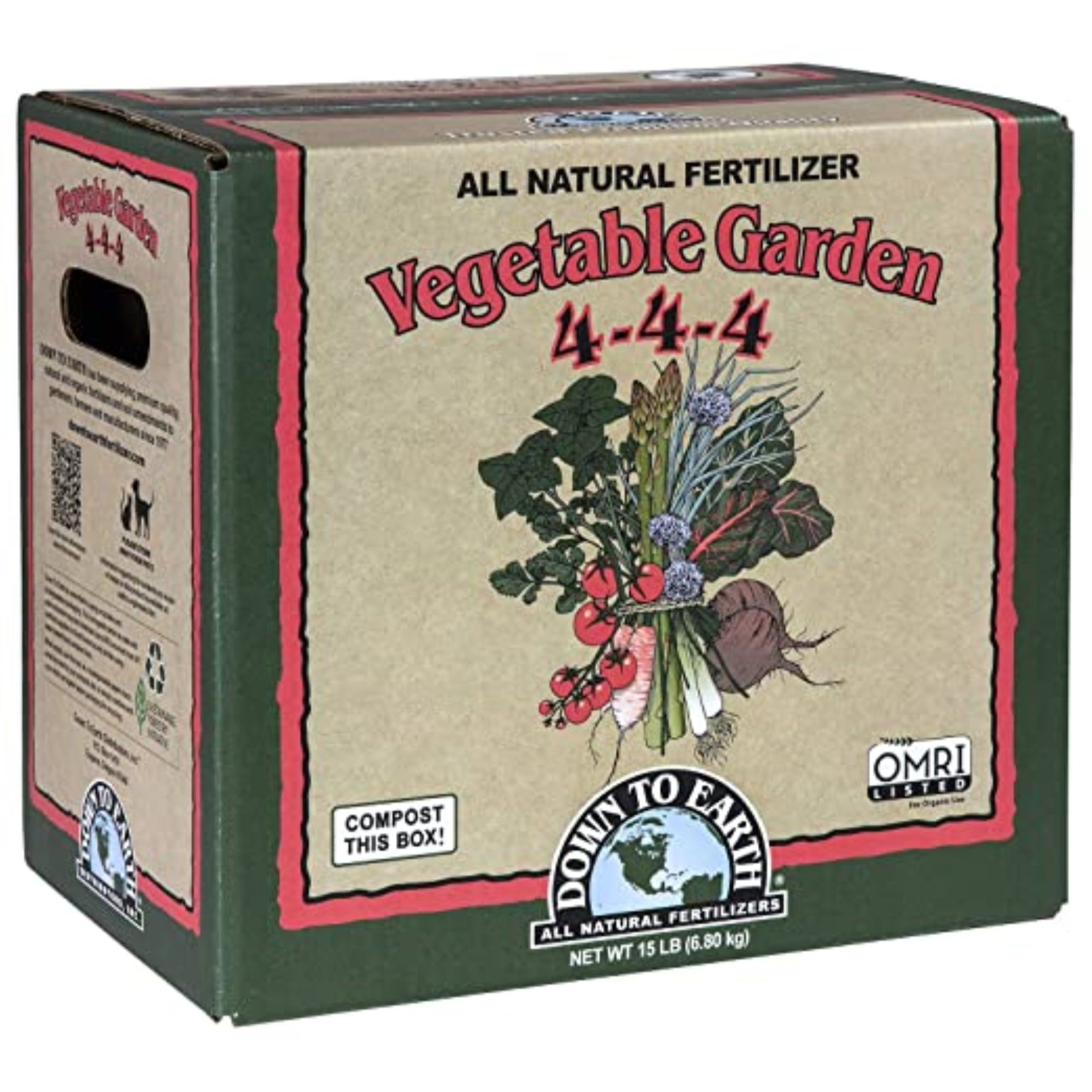 Down to Earth Organic Vegetable Garden Fertilizer 4-4-4, 15 lbs ...
