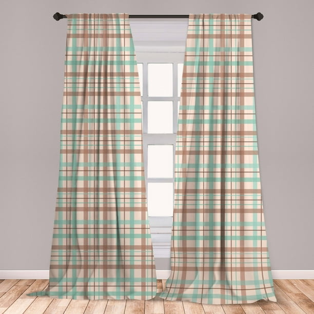 Plaid Curtains 2 Panels Set, Scottish Country Style Tartan with ...