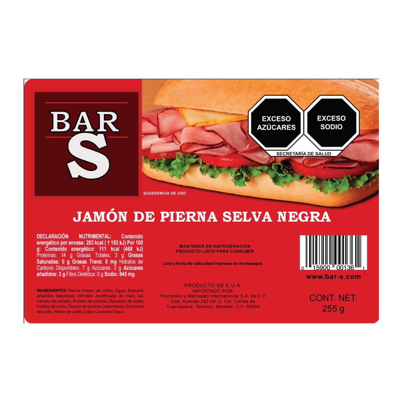 Jamón Bar-s Selva Negra 255 g | Walmart en línea