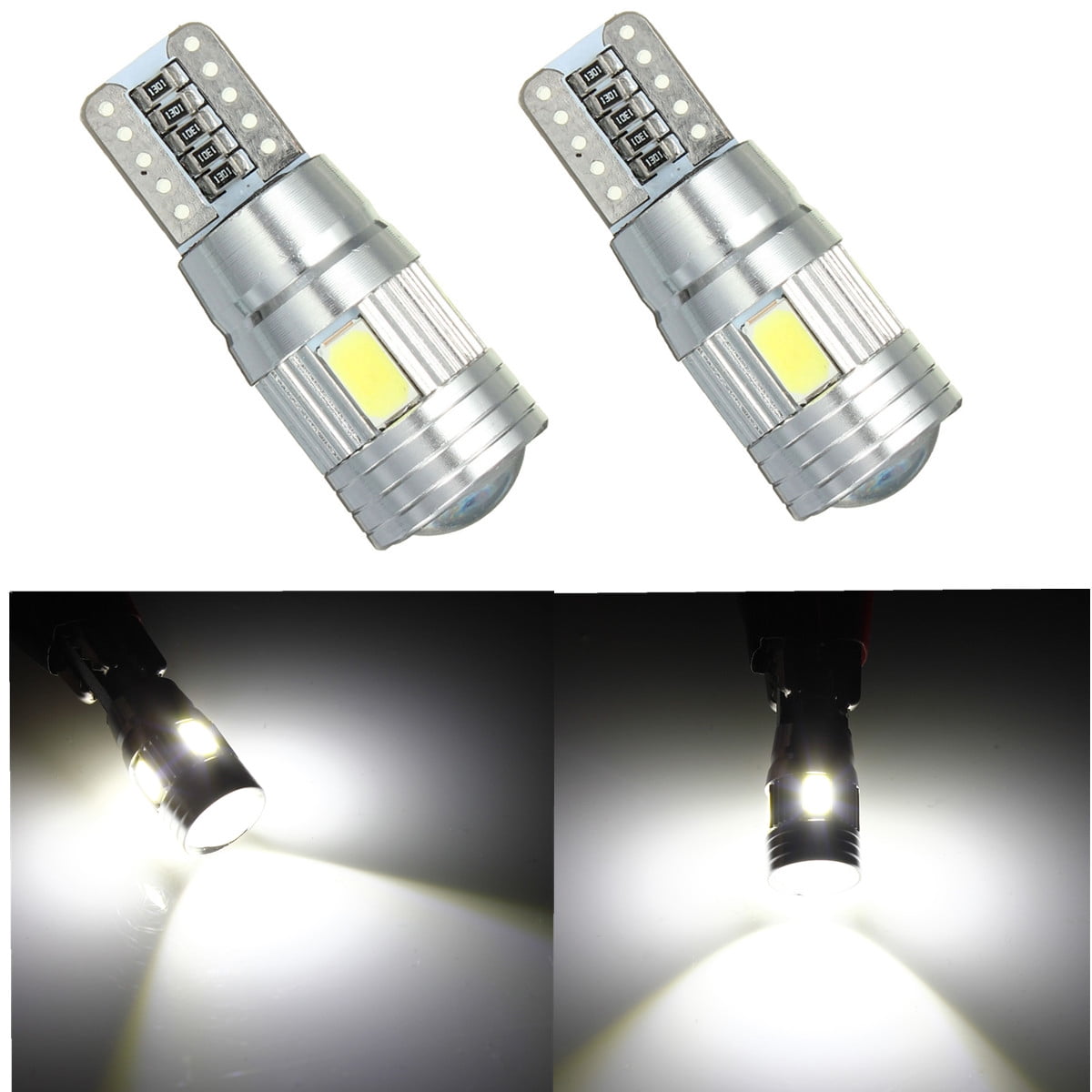2x T10 5630 6-SMD Canbus White LED Light Bulbs 194 192 158 168 ...
