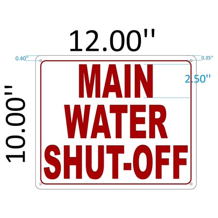 MAIN WATER SHUT OFF SIGN (Reflective,White, Aluminium 10X12 inch ...