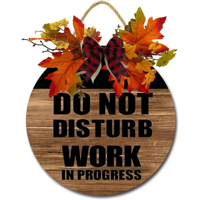 Eveokoki 12" Do Not Disturb Work In Progress Door Sign, Wood Hanging ...