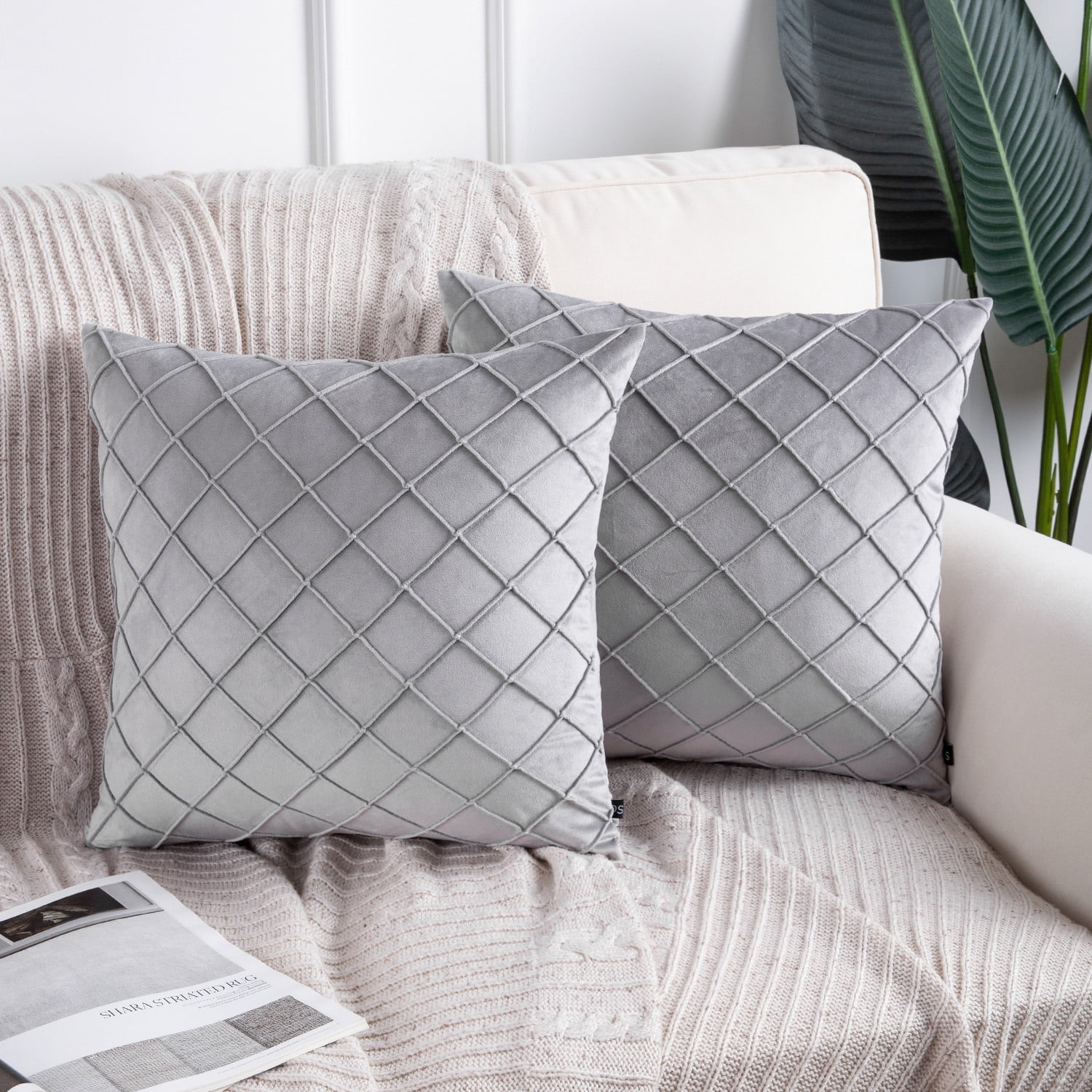 Phantoscope Soft Pleated Velvet Series Square Decorative Throw Pillow ... Phantoscope Soft Pleated Velvet Series Square Decorative Throw Pillow ...