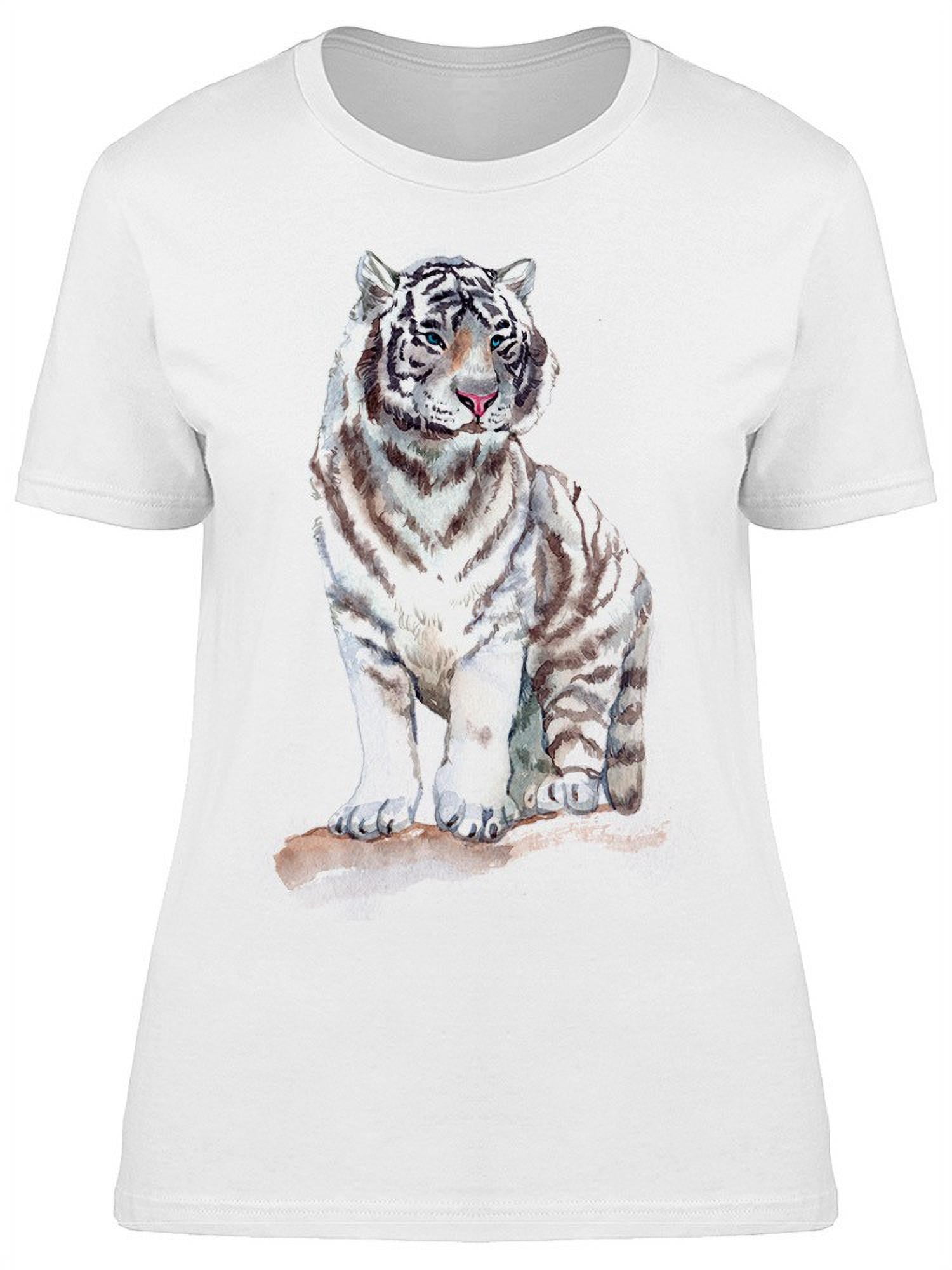 Watercolor Powerful White Tiger T-Shirt Women -Image by Shutterstock ...