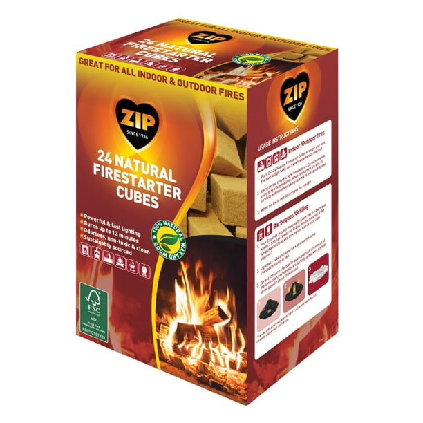 ZIP Natural Fire Starter Instant Light Cubes, 24 Count - Walmart.com ...