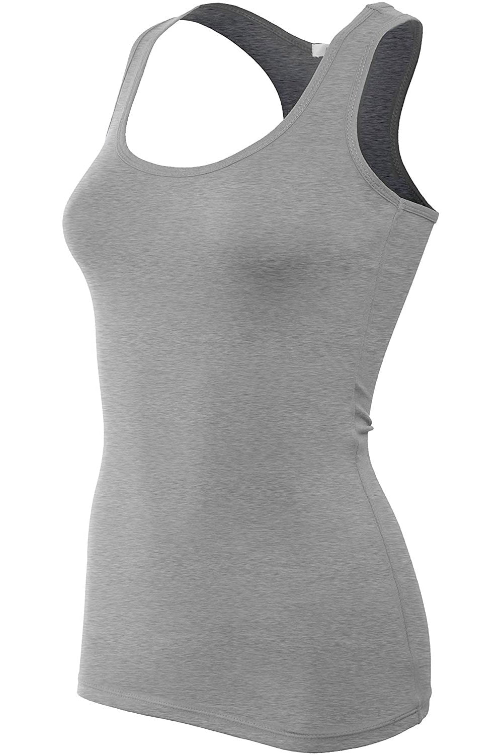 Bozzolo Women's Basic Cotton Spandex Racerback Solid Plain Fitted Tank ...
