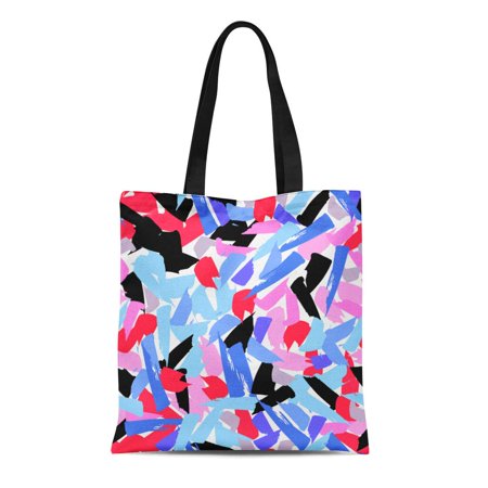 POGLIP Canvas Tote Bag Colorful Paint Strokes Pattern Spots and Blobs ...