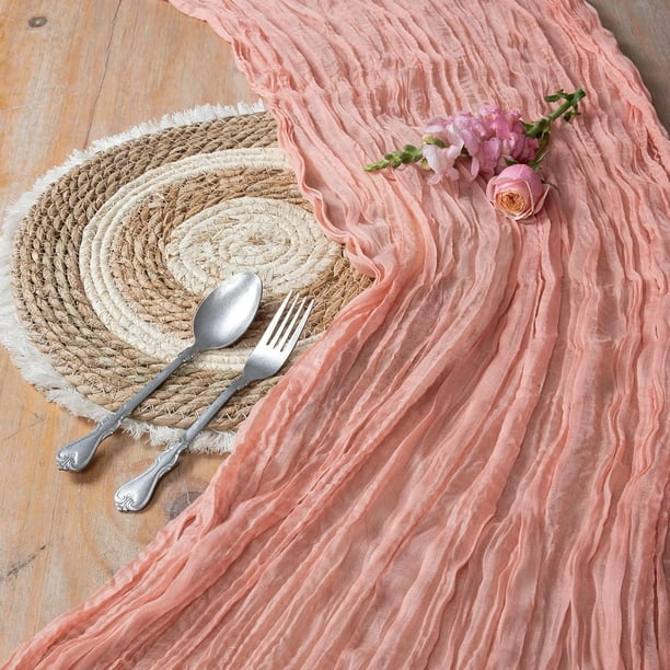 Thanksgiving Table Runner Rust Cheesecloth Table Runner 13.3ft Boho ...