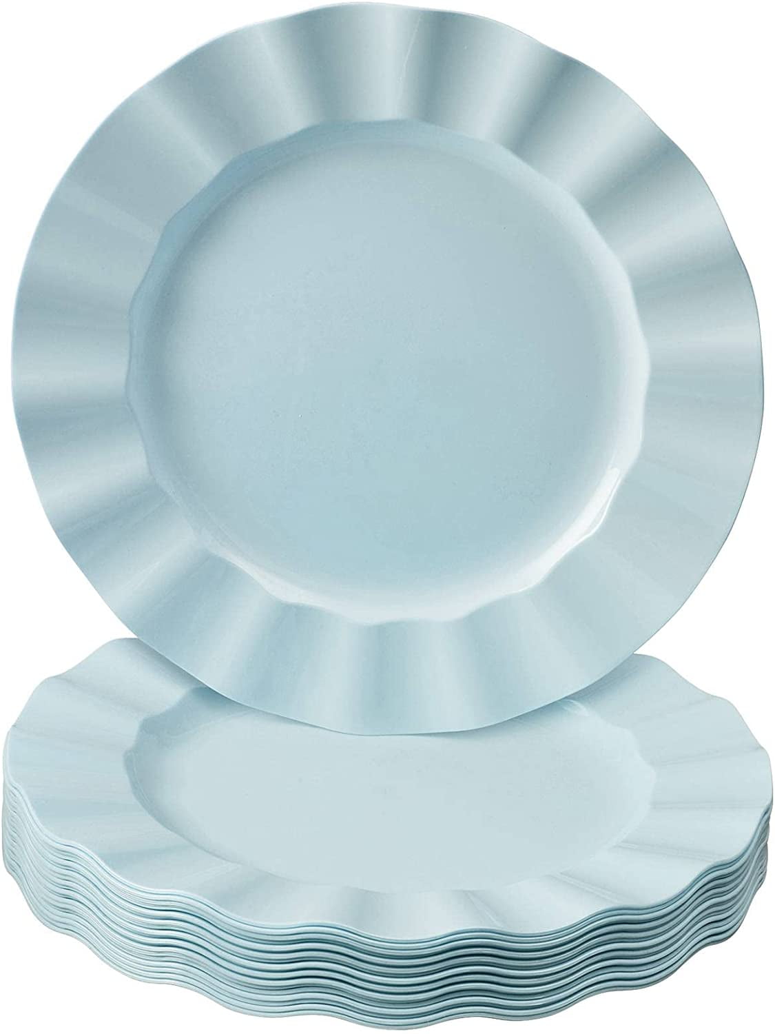 Elegant Plastic Plates for Party with Scalloped Rim (10 PC), Disposable ...