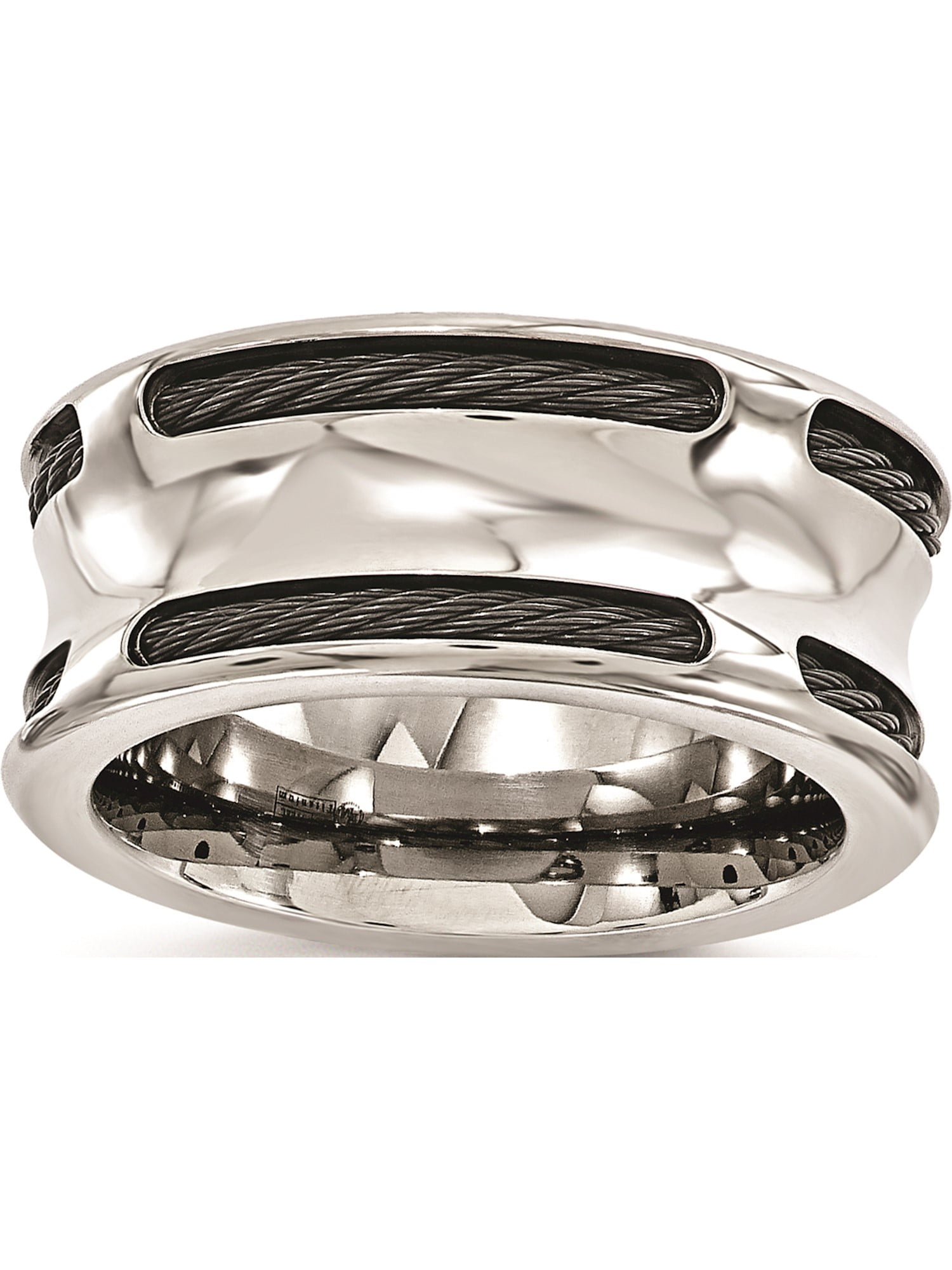 BlackTi & Stainless Steel Cable Polished Concave 10mm Ring - Walmart.com