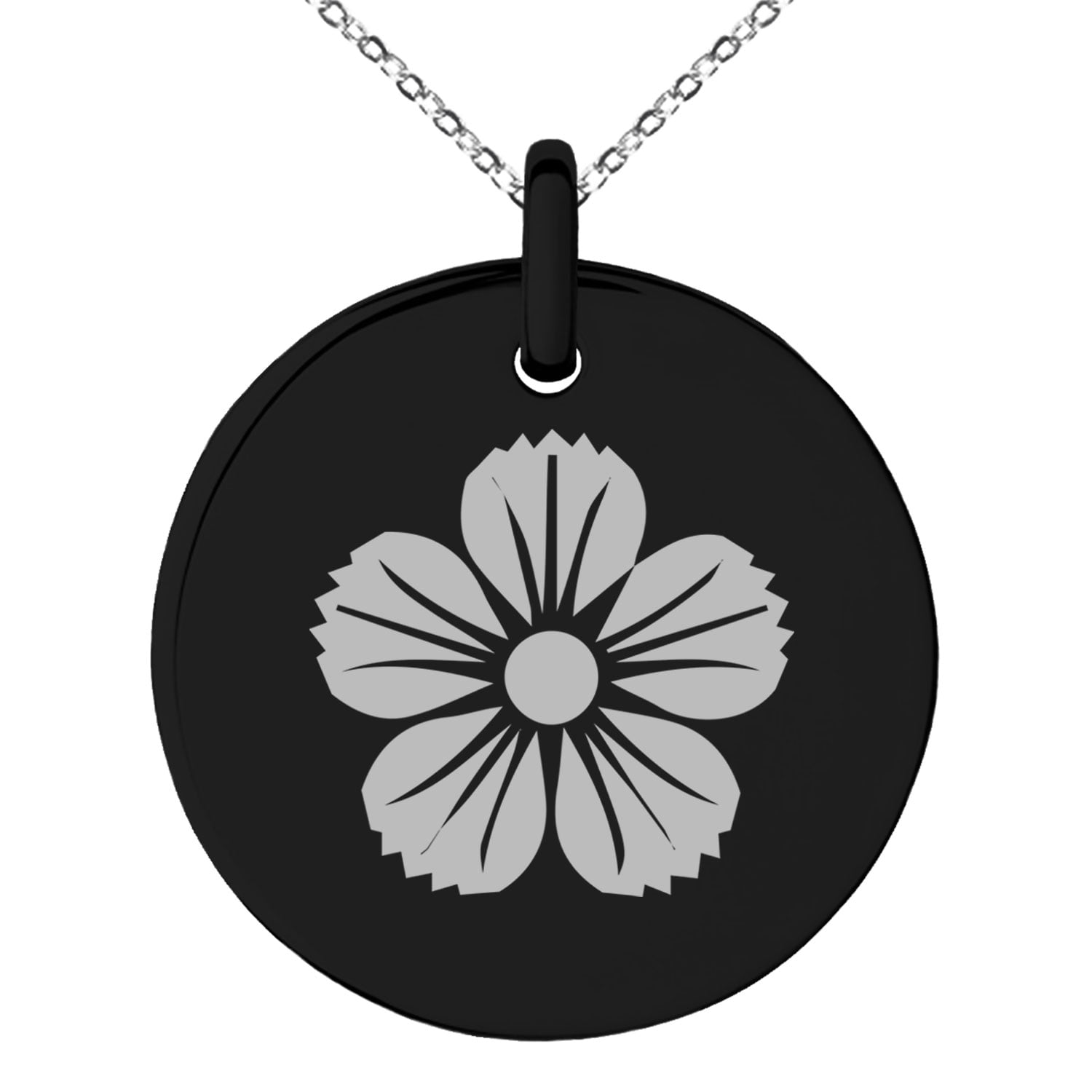 Stainless Steel Saito I Samurai Crest Engraved Small Medallion Circle ...