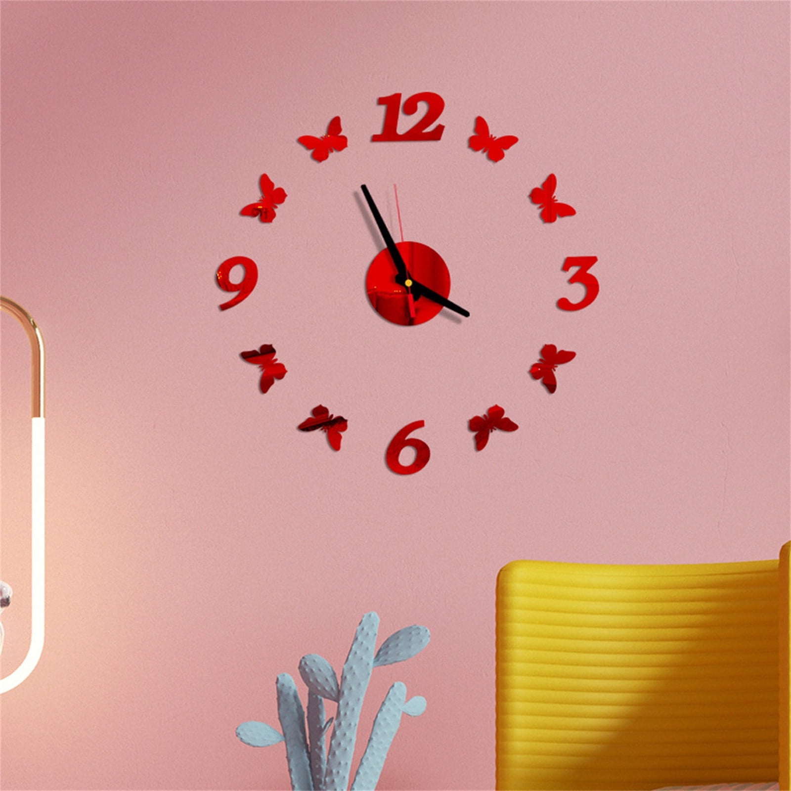 Clock Wall Stickers DIY Wall Clock 3D Mirror Surface Sticker Home ...
