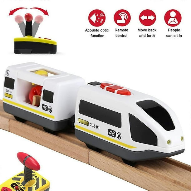 Wooden Train Battery Powered Locomotive Remote Control Railway System ...