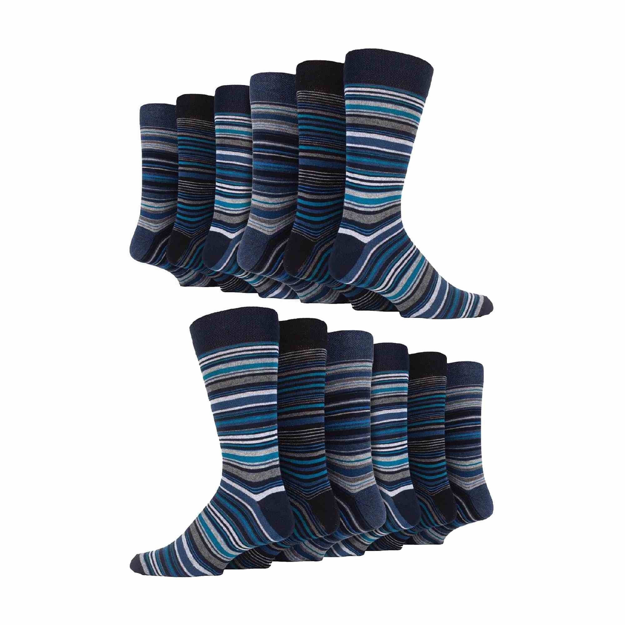 Click here for 12 Pairs Mens Cotton Colourful Striped Dress Socks... prices