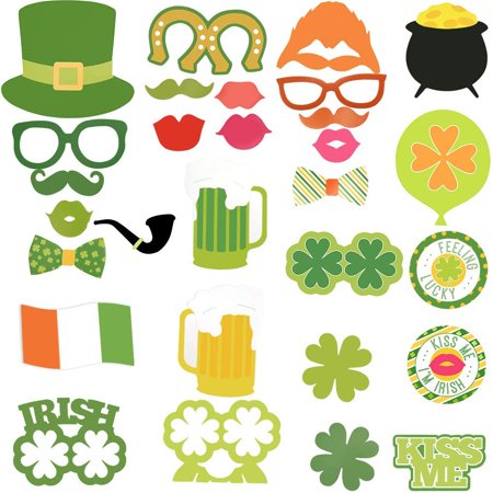 Photo Booth Props for St Patricks Day, Irish Shamrock Clover Photo ...