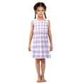 Cute Pastel Purple Gingham Pattern Sleeveless Dress A-Line One-Piece ...