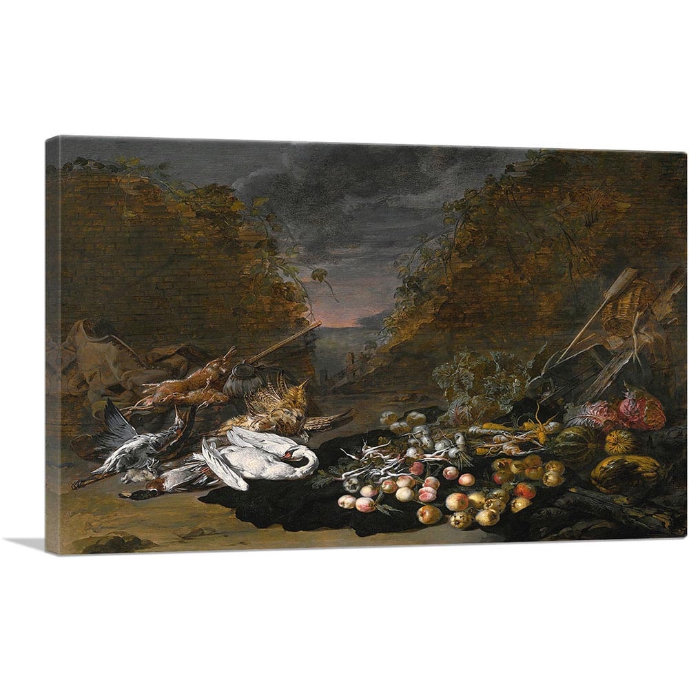 ARTCANVAS Still Life Swan Birds Rabbits Fruit Vegetables Landscape ...