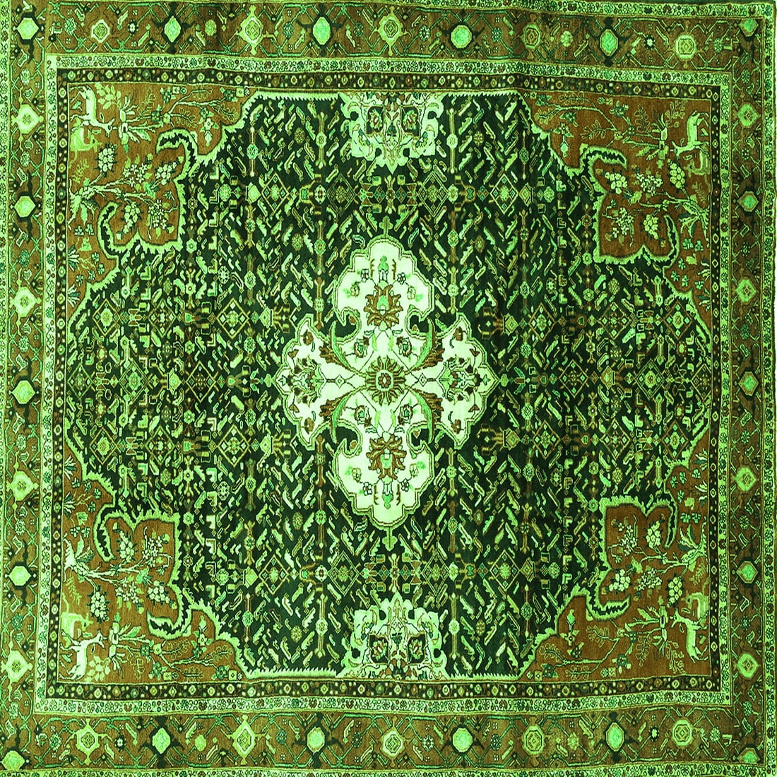 Ahgly Company Indoor Square Persian Green Traditional Area Rugs, 6 ...