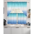 Blue Turquoise White Kitchen Curtains Set for Windows 3 Piece Cafe ...