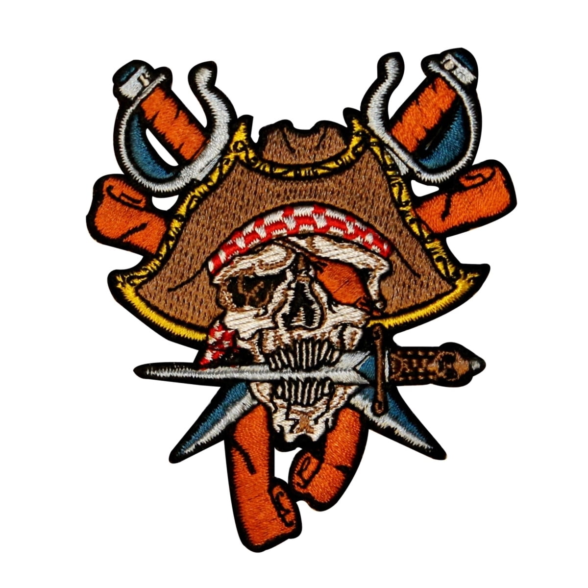 Pirate Skull Face With Dagger Patch Captain Death Embroidered Iron On ...