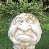 Homestyles Antique White Grumpy the Muggly Face Humorous Statue Planter ...