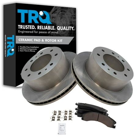 TRQ Rear Ceramic Disc Brake Pad Rotor Shoe & Backing Plate Kit Fits ...