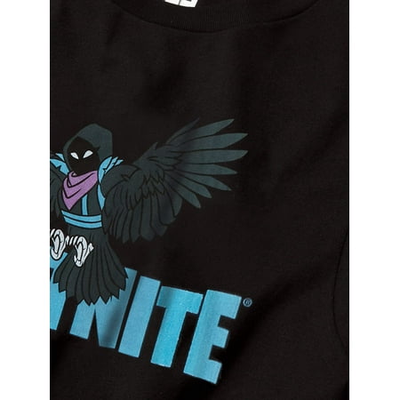 FORTNITE Wings of Fortnight Boy's Premium Solid Crew Tee, Black, Youth ...