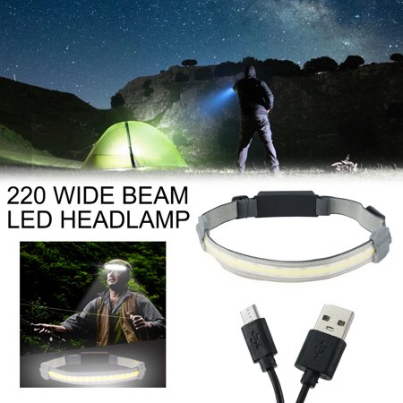 HOTBEST 220 Wide Beam Headlamp Flashlight USB able Head Lamp Wide Beam ...