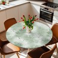 Green Palm Leaf Pattern Round Fitted Tablecloth with Elastic Edged ...