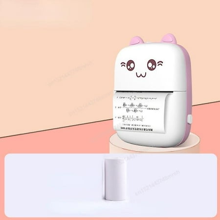 Portable Thermal Printer Mini Cat Printing Paper Photo Pink | Walmart ...