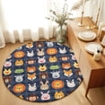 Cartoon Animal Round Living Room Rugs 3.3 ft, Lion Tiger Monkey Zebra ...