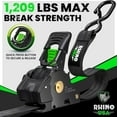 Rhino USA Heavy Duty 1" x 10' Retractable Ratchet Straps 1,209lb Break ...
