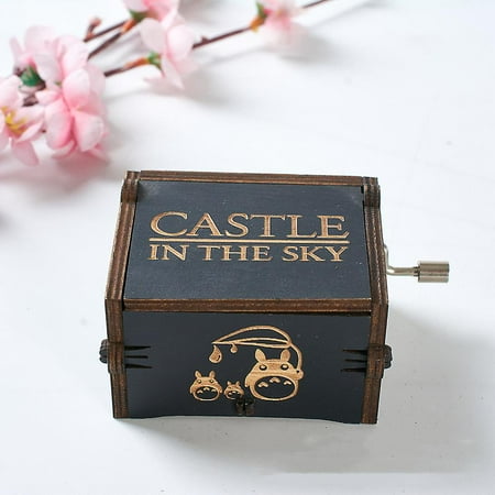 Dark Wood Music Box Music Box City In The Sky Spirited Away Hand Music ...