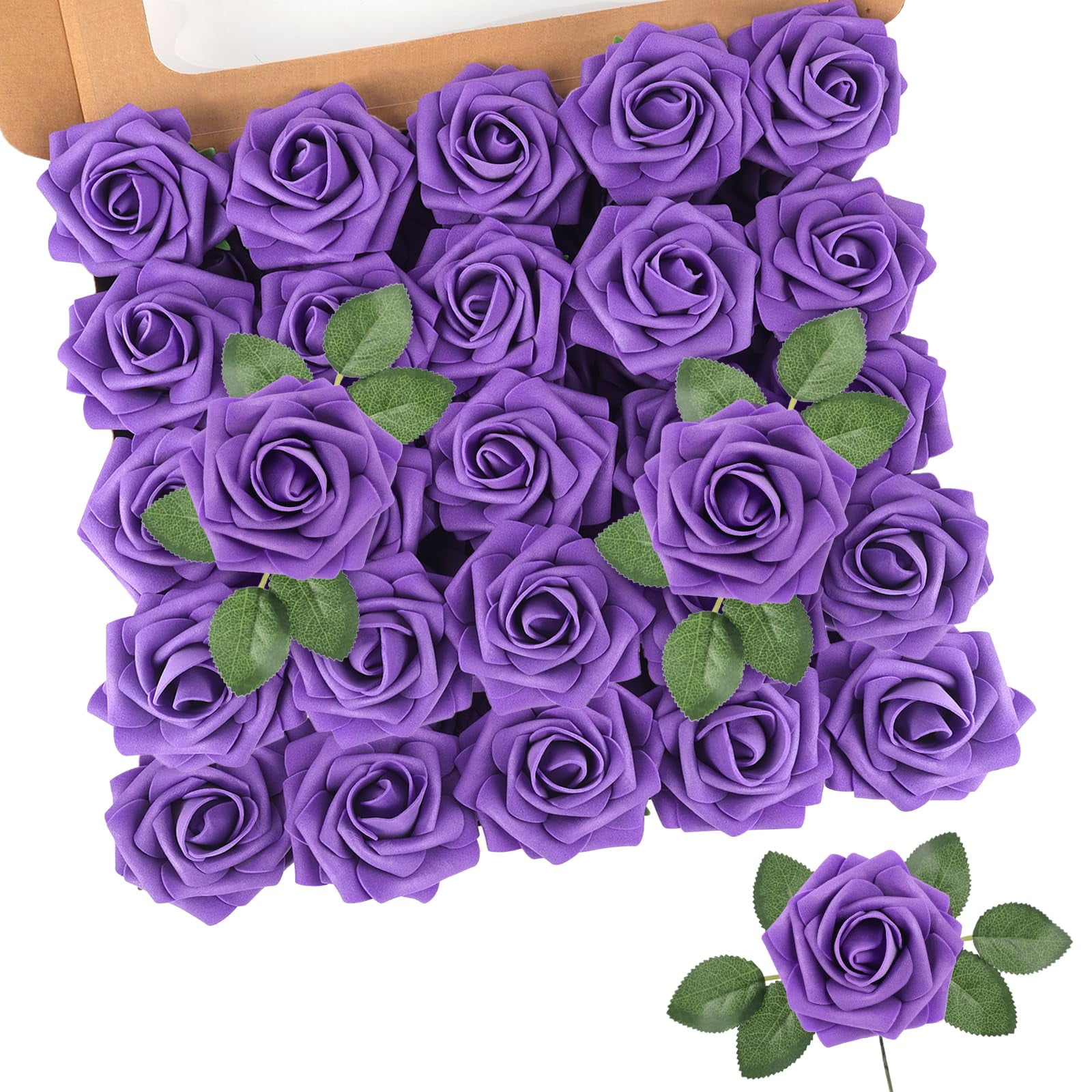 Flores artificiales N&T NIETING rosas moradas, 50 unidades con tallos | Bodega Aurrera en línea