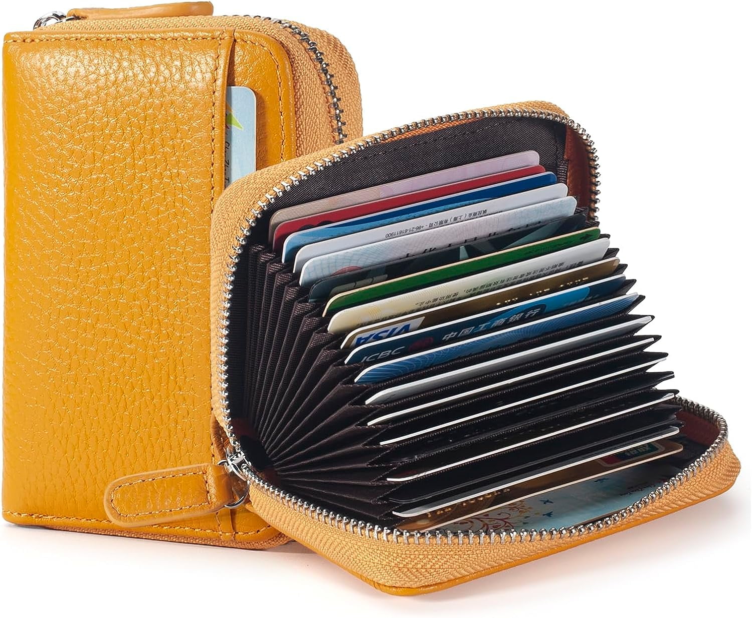Credit Card Holder Wallet RFID Blocking Slim Genuine Leather Organizer ...